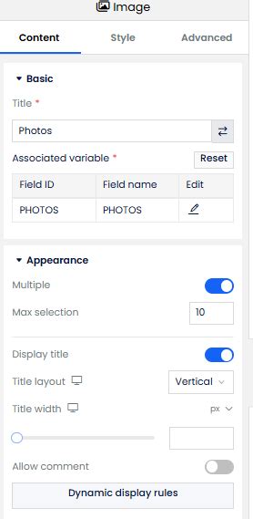 generate document word template config for multiple upload image