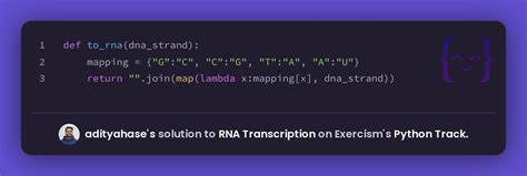 adityahase s solution for rna transcription in python on exercism