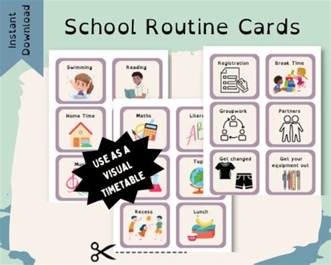 School Routine Visual Timetable School Daily Schedule Routine Cards Special Education