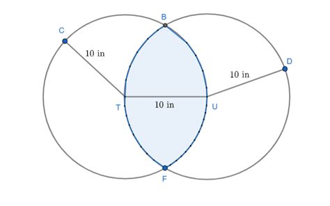 circles t and u each have a radius 10 and t u 10 find quizlet