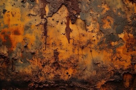 Premium AI Image Rusty And Corroded Metal Texture With Shades Of Orange And Yellow