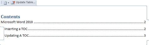 Insert A Table Of Contents In Word