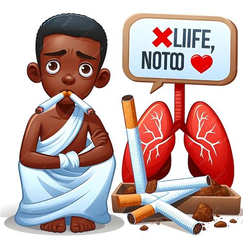 Un Dibujo De Dibujos Animados De Un Niño Fumando Un Cigarrillo Y Un