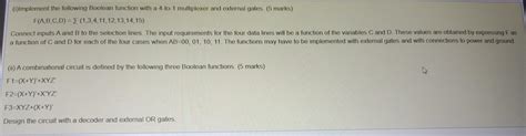 Solved Implement The Following Boolean Function With A Chegg