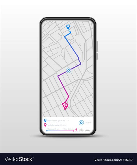 Mobile Navigation Gps Navigator Route Map Vector Image