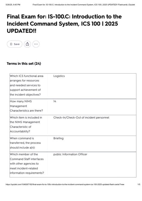 Final Exam For Is 100c Introduction To The Incident Command System