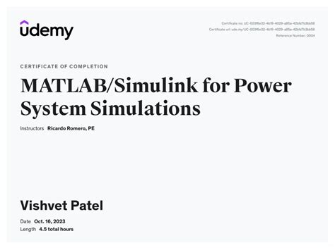 Earned Matlabsimulink Certification Vishvet Patel Posted On The