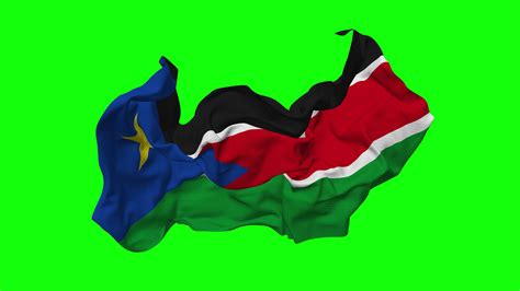 South Sudan Flag Seamless Looping Flying In Wind Looped Bump Texture Cloth Waving Slow Motion