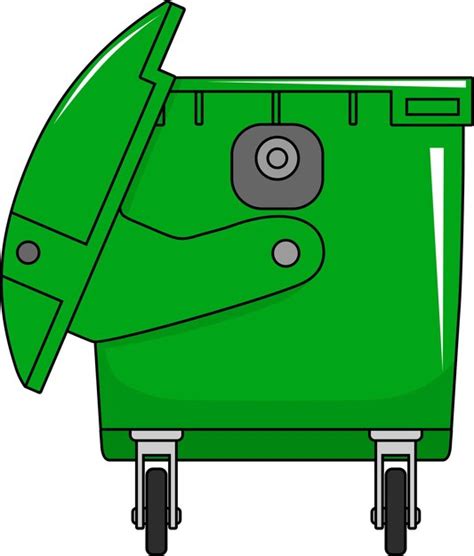 Grünes Müllcontainer Symbol In Flacher Vektorillustration Premium Vektor