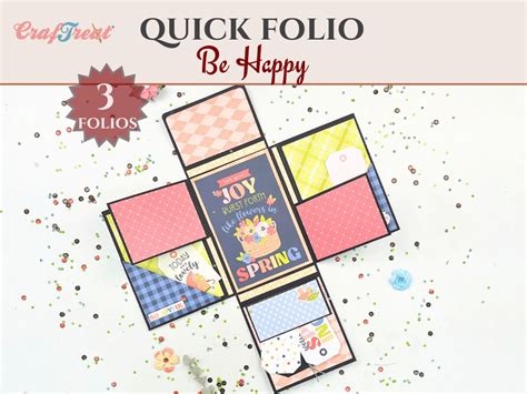 Craftreat Scrapbook Blank Quick Folio Be Happy Black Kraft And Wh