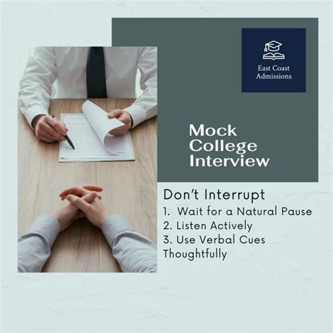 Collegeinterview Mockinterview Interviewtips Activelistening East Coast Admissions