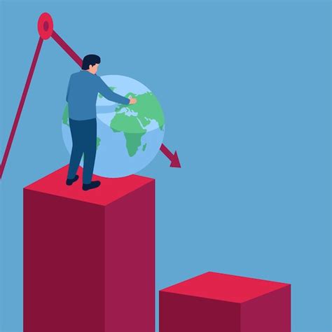 Premium Vector Man Holds Globe On Top Of Graph So It Doesnt Fall Down