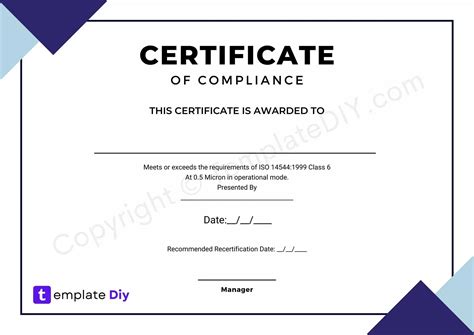 Certificate Of Compliance Template