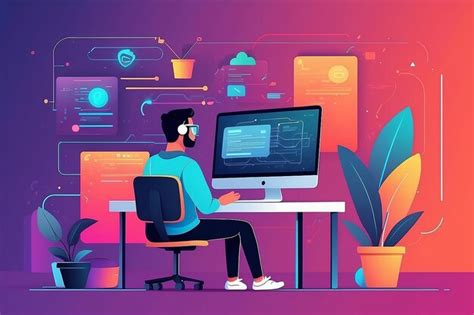 Premium Photo Virtual Hackathon Or Coding Challenge Vector Flat Style