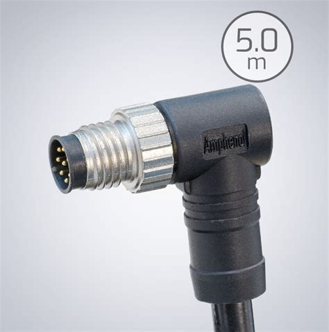 M8 Gpio 8 Pin Cable [right Angle Down Triton Up Atlas And Helios ] 5 0m Amphenol