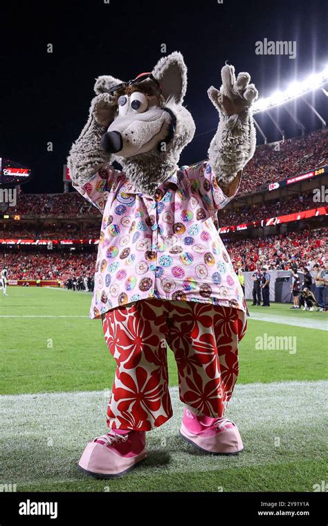 October 7 2024 Kansas City Chiefs Mascot Kc Wolf Poses For A Photo During A Game Against The