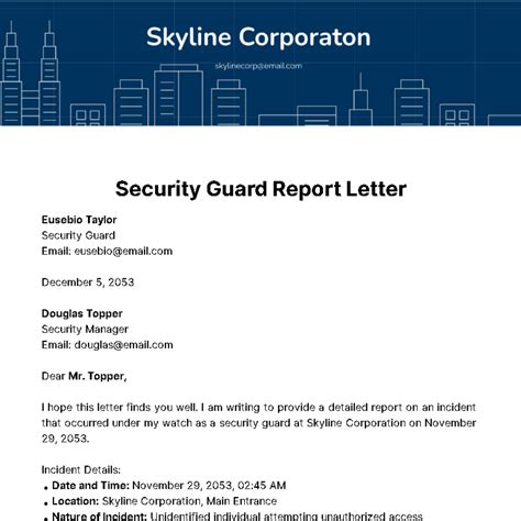 Security Guard Report Letter Template Edit Online Download Example Template Net