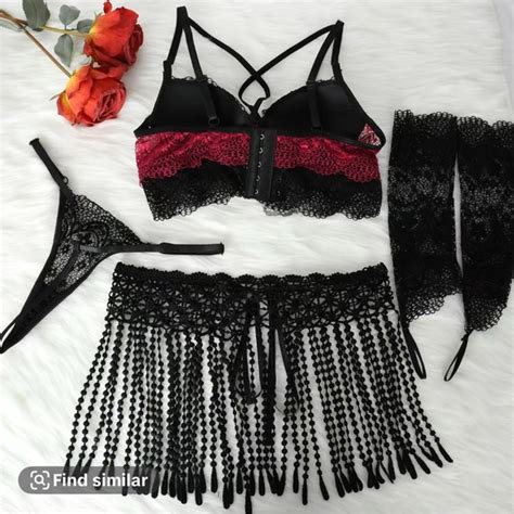 Intimates And Sleepwear Elegant Red And Black Lace Lingerie Set Poshmark