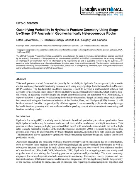Pdf Quantifying Variability In Hydraulic Fracture Geometry Using Stage By Stage Isip Analysis