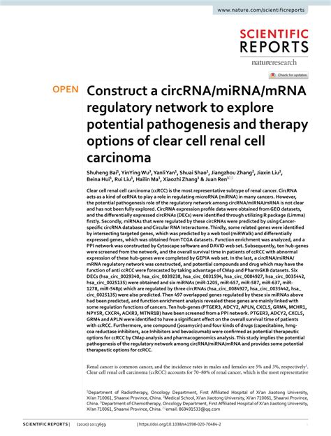 Pdf Construct A Circrnamirnamrna Regulatory Network To Explore Potential Pathogenesis And