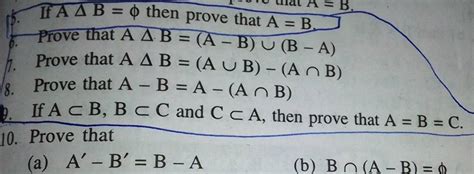 if aΔb ϕ then prove that a b prove that abb a−b ∪ b−a 7 prove that aΔ