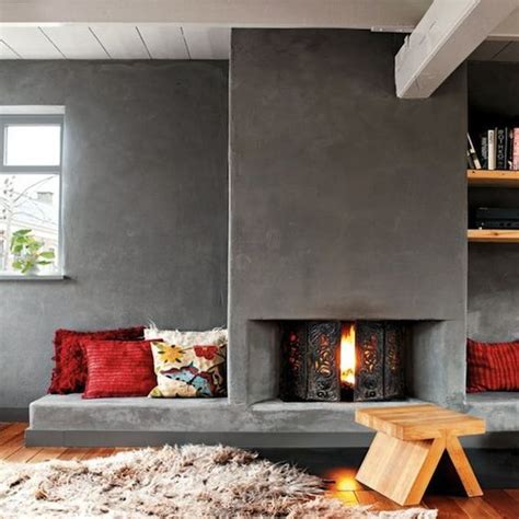 Image Result For Betonnen Haard Concrete Fireplace Fireplace Seating Fireplace Design