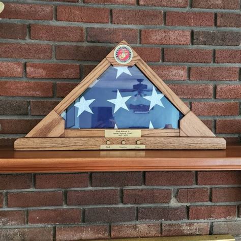 Flag Display Case With Embedded Shell Casings Maple Inlay Service Emblem Etsy