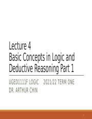 Lecture Deductive Reasoning And Basic Logic Part Pptx Lecture Basic Concepts In Logic