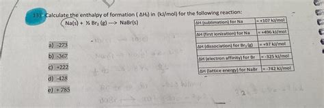 solved 13 calculate the enthalpy of formation Δhf in