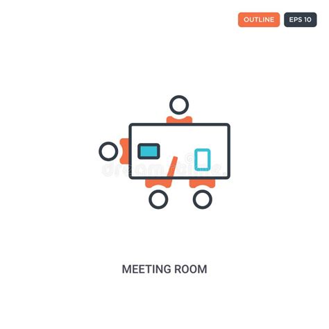 2 Color Meeting Room Concept Line Vector Icon Isolated Two Colored Meeting Room Outline Icon