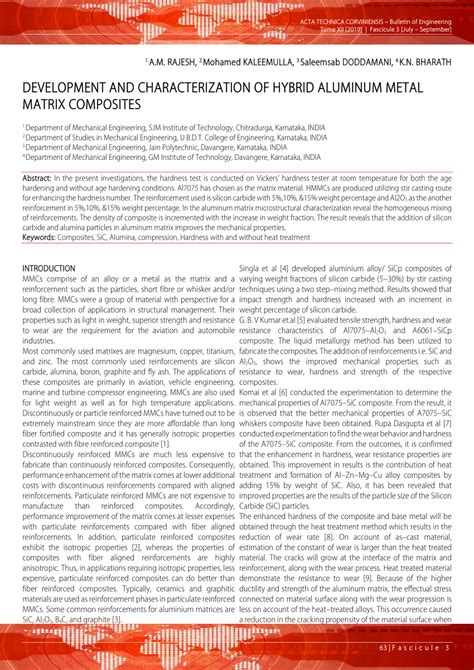 Pdf Development And Characterization Of Hybrid Aluminum Metal Matrix Composites