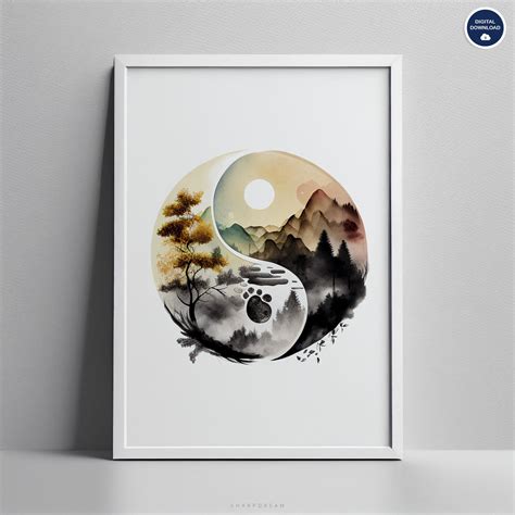 Watercolor Yin Yang Printable On Wall Art Posters T Shirts Mugs
