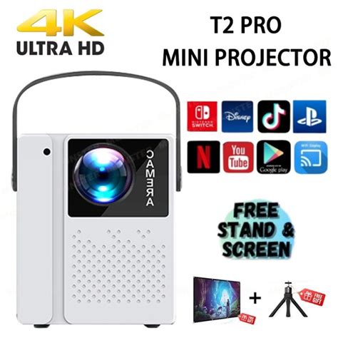 T2 Pro Projector Portable Smart Mini 4k Led Projector Os Android Wifi