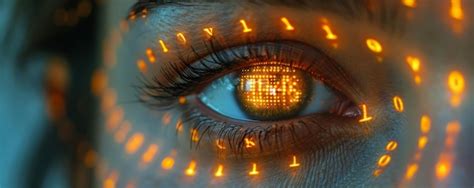 Premium Photo Close Up Business Woman Looking Digital Binary Code Interface Modern Cyber