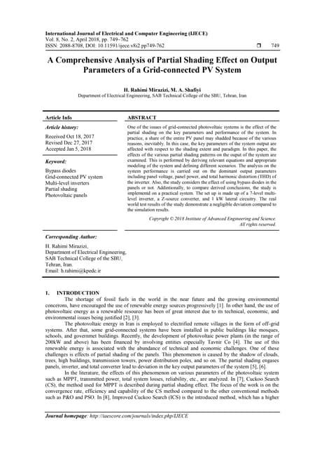 A Comprehensive Analysis Of Partial Shading Effect On Output Parameters
