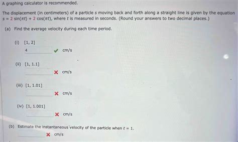 Solved A Graphing Calculator Is Recommendedthe Displacement