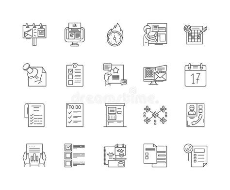Event Line Icons Signs Vector Set Outline Illustration Concept Stock