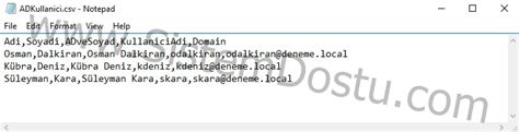 Powershell İçerisinde Csv Dosyası Ile Kullanıcı Ekleme Sistem Ve