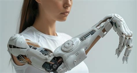 Woman With Robotic Arm Premium AI Generated Image