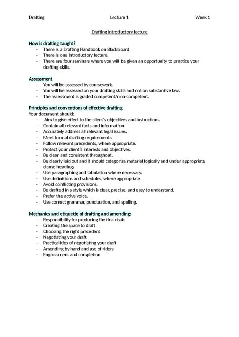 Drafting Lecture 1 Drafting Lecture 1 Week 1 Drafting Introductory Lecture How Is Drafting