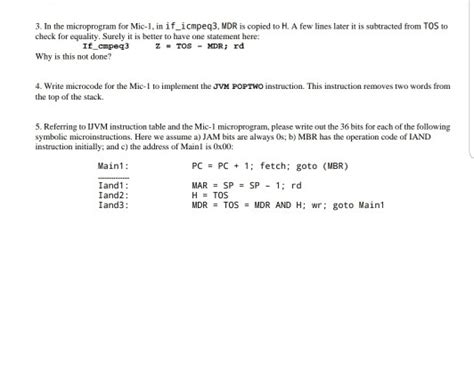 3. In the microprogram for Mic-1, in if_icmpeq3, MDR | Chegg.com
