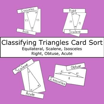 Classifying Triangles Card Sort Interactive Geometry Activity TPT