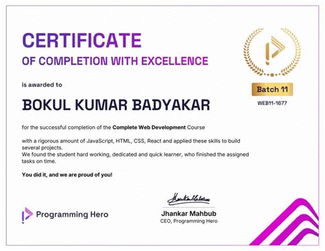 Webdevelopment Javascript React Programminghero Learningjourney Achievement Bokul Kumar