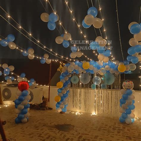 Classy Balloon Backdrop On Terrace With Lighting In Lucknow