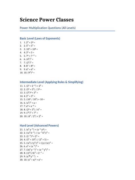 Science Power Classes Power Multiplication Pdf