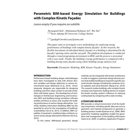 PDF Parametric BIM based Energy Simulation for Buildings with Complex Kinetic Façades Leave