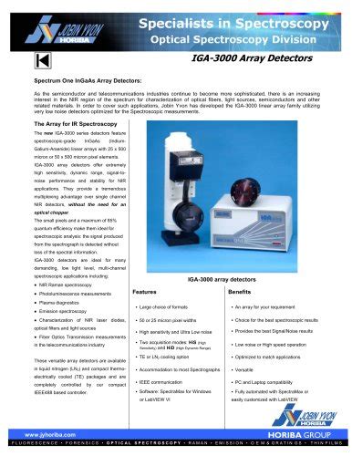 Ingaas Array Horiba Scientific Pdf Catalogs Technical Documentation Brochure