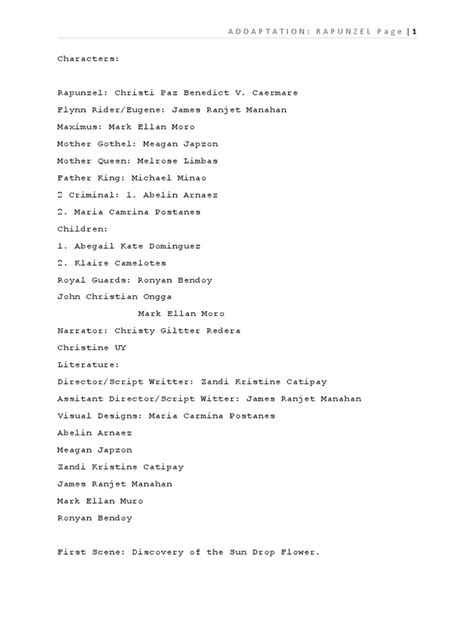 Script For Rapunzel Pdf