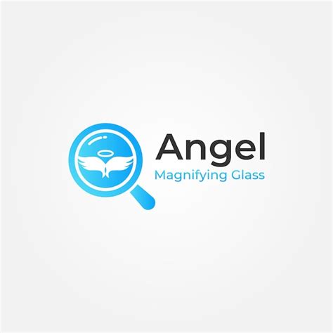 Engel Logo Grafikdesign In Der Lupe Mit Blauem Farbverlauf Dieses Logo