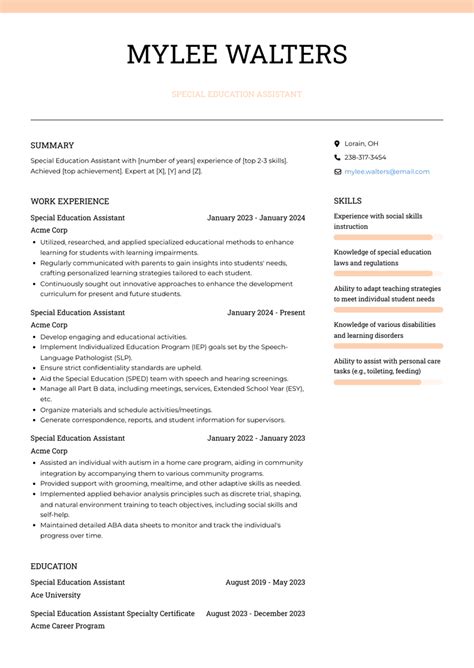 Special Education Resume Examples
